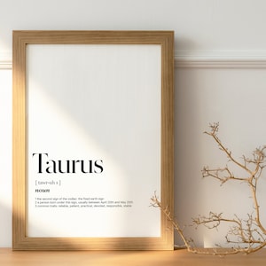 TAURUS DEFINITION MEANING | Digital Download | Printable Wall Art ...