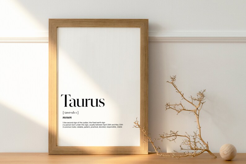 TAURUS DEFINITION MEANING | Digital Download | Printable Wall Art ...