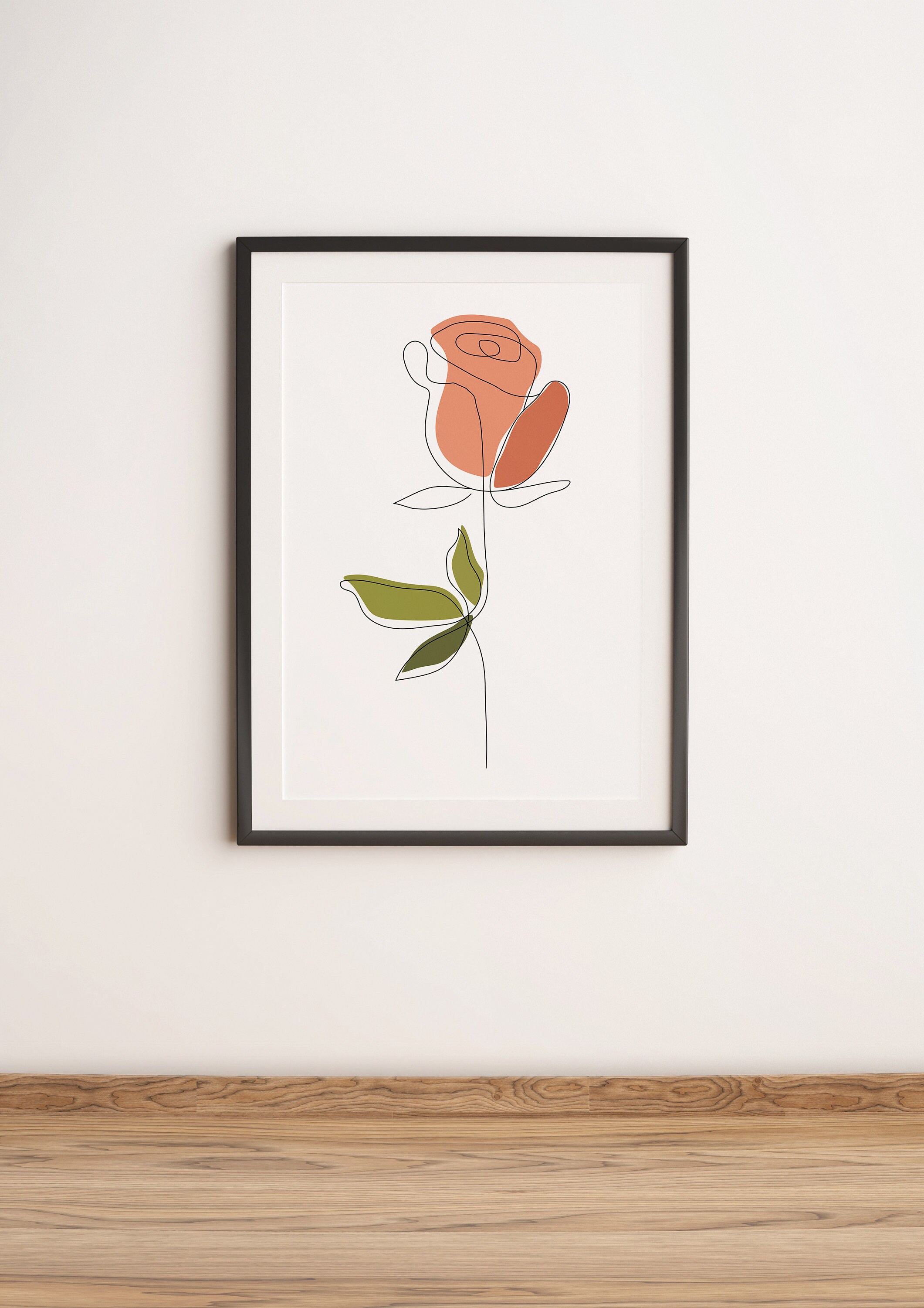 One Line Flower Drawing Printable, Abstract Minimalist Art, Spring ...