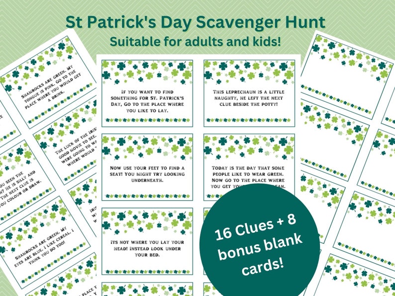 St Patricks Day Scavenger Hunt Printable / Treasure Hunt for - Etsy