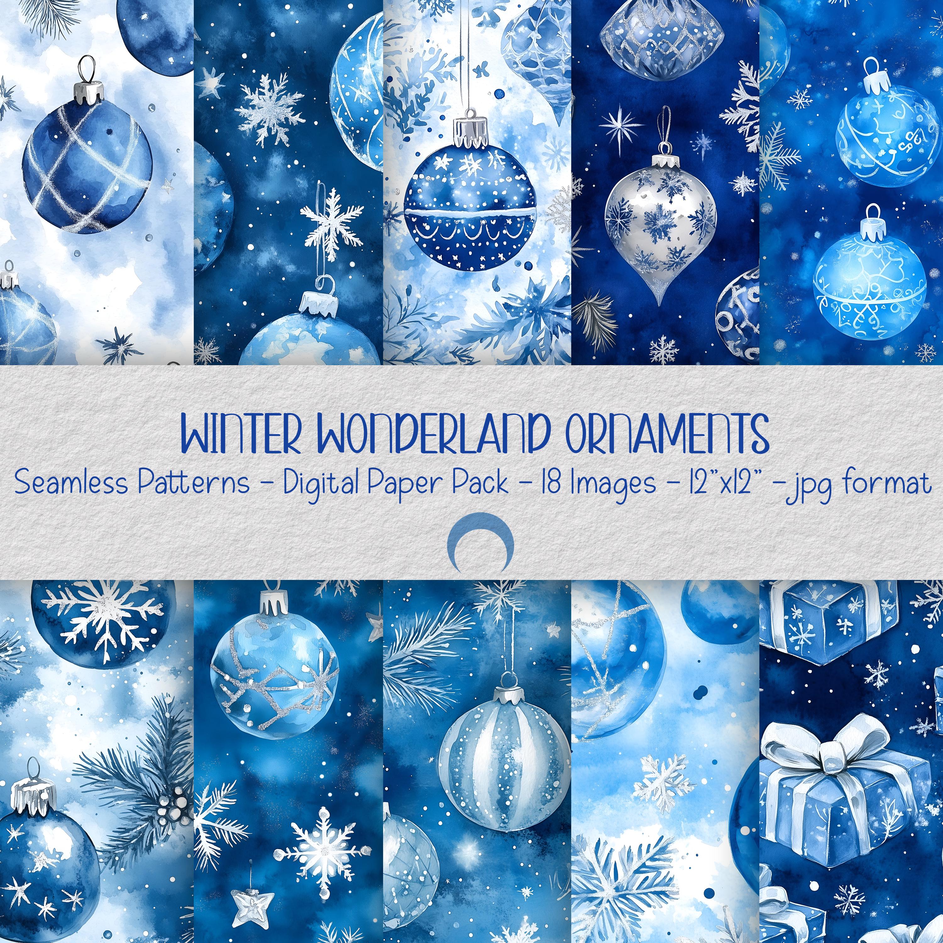 Winter Wonderland Ornaments: Watercolor Seamless Patterns & Digital ...