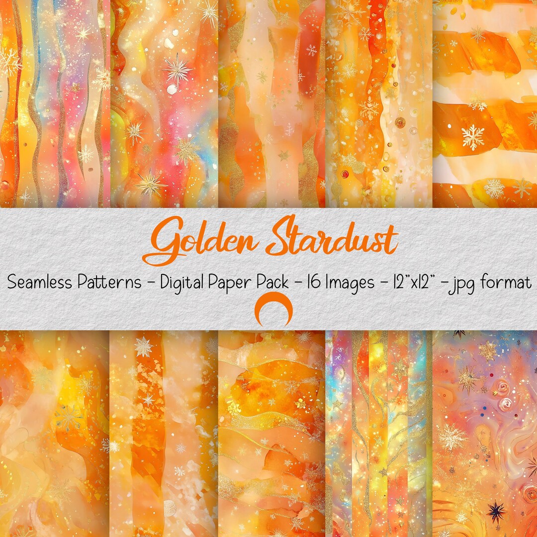 Golden Stardust, Winter Seamless Patterns, Winter Digital Paper ...