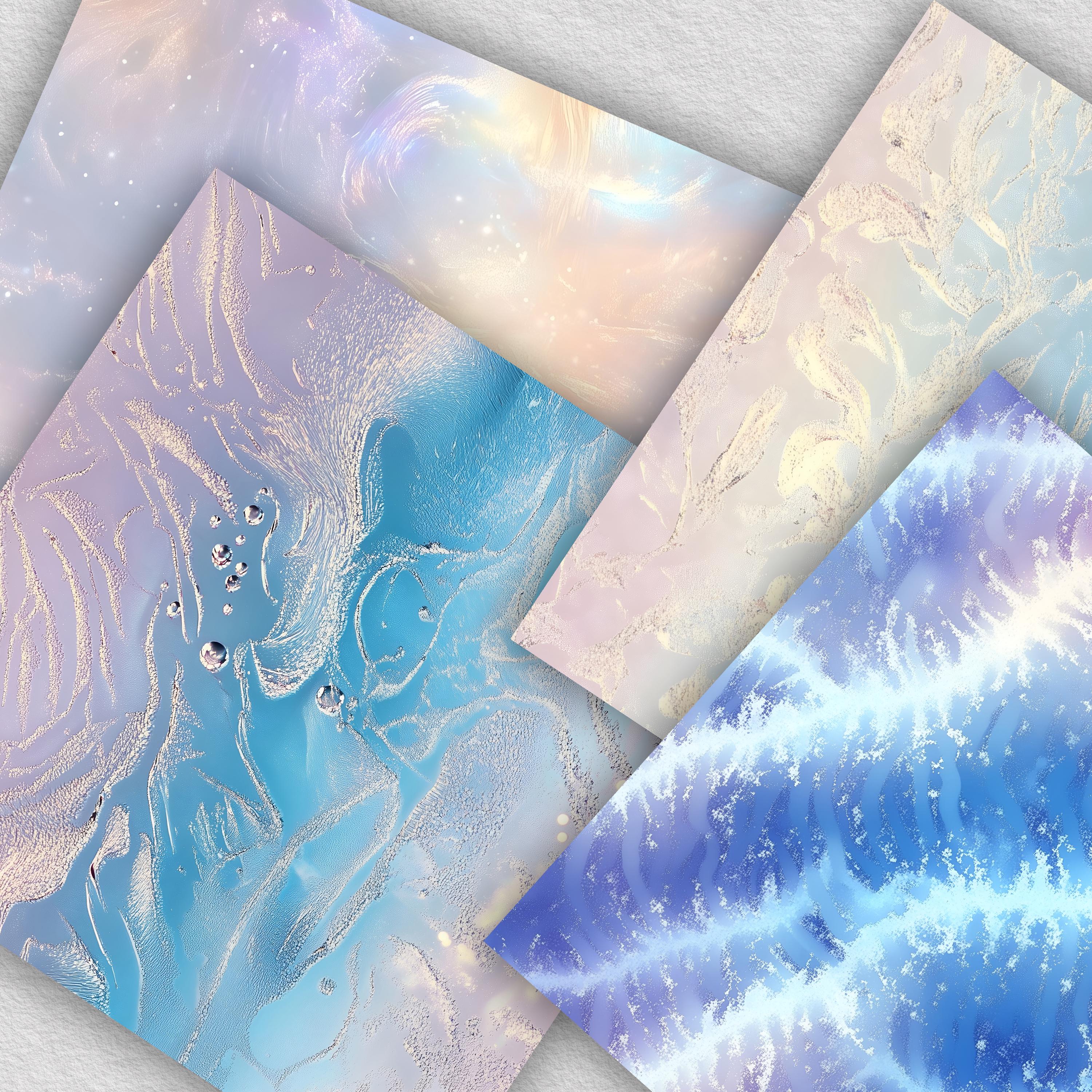 Iridescent Frost: Winter Digital Paper Pack, Watercolor Ice Patterns ...