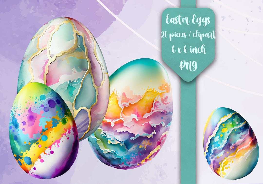 Watercolor Easter Eggs PNG, Colorful Eggs Clipart, Digital Scrapbook ...