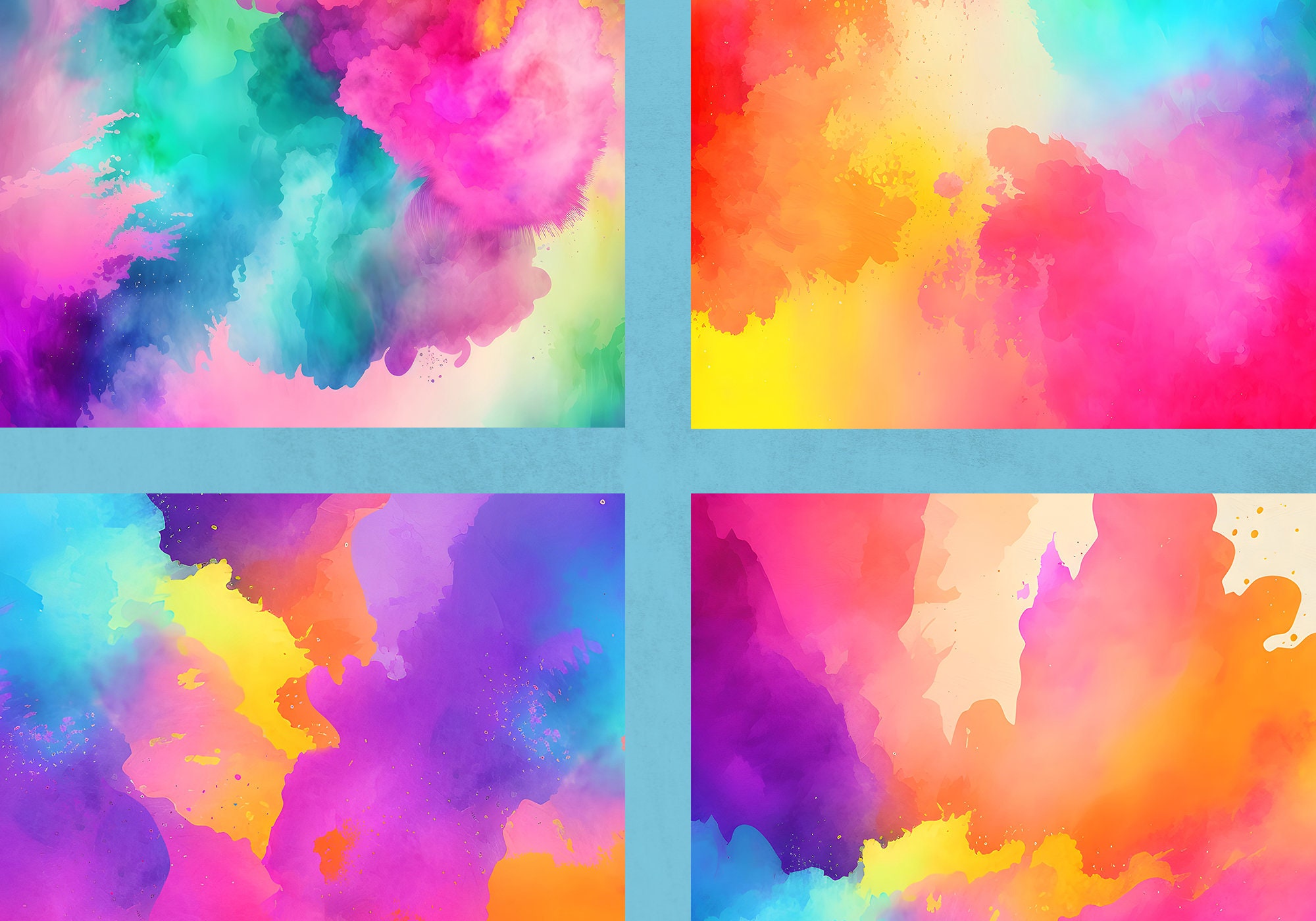 Neon Watercolor Digital Paper, Neon Gradient Wallpaper, Neon Gradient ...