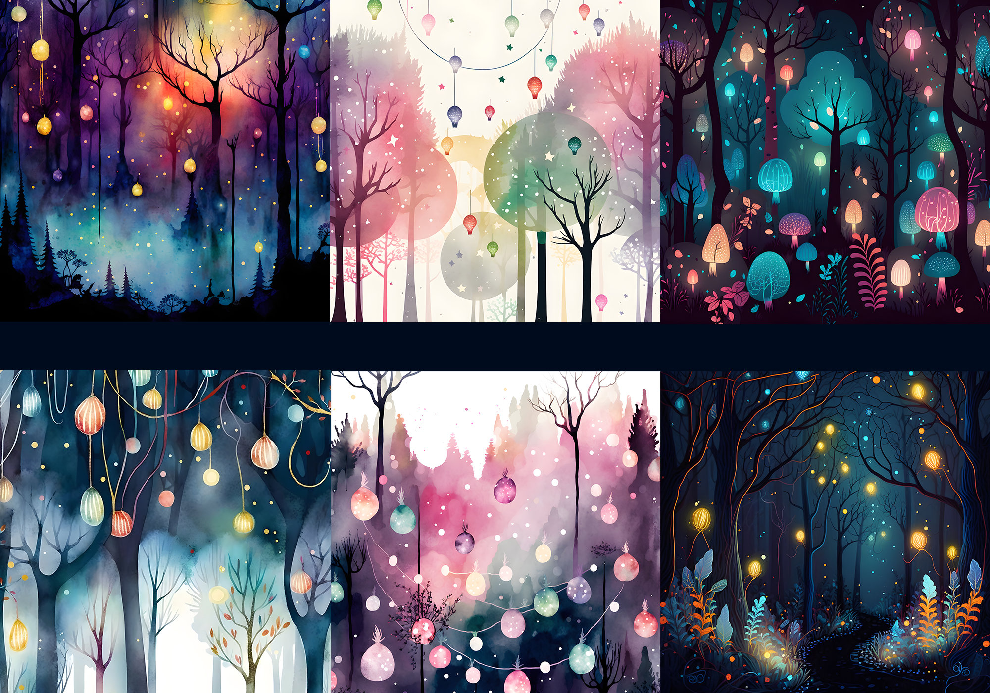 Whimsical Forest Paper, Printable Paper, Whimsical Forest Background ...