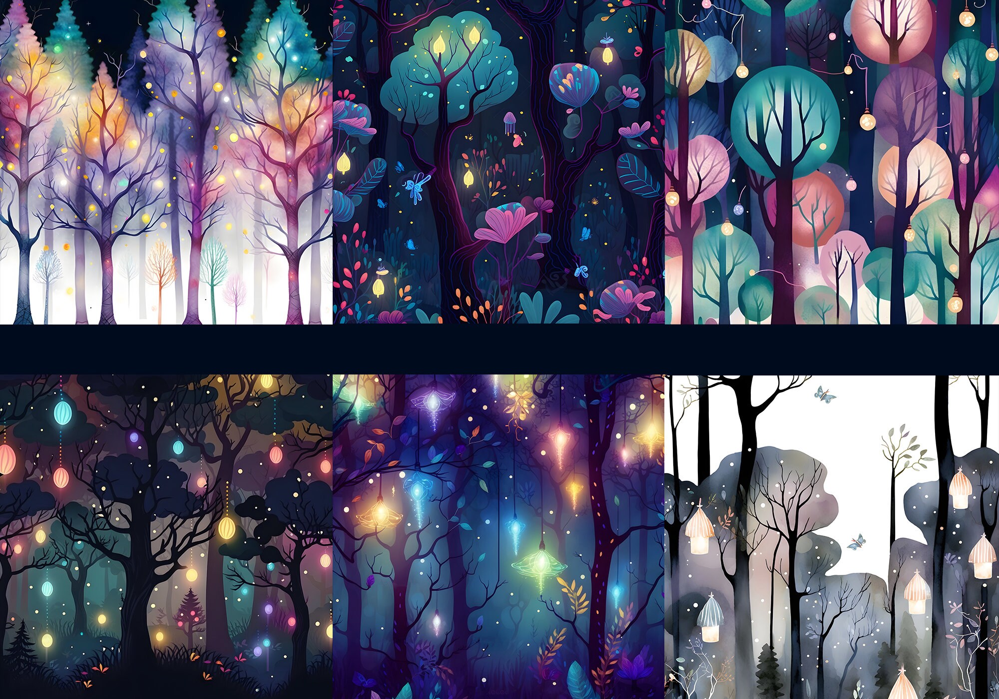 Whimsical Forest Paper, Printable Paper, Whimsical Forest Background ...