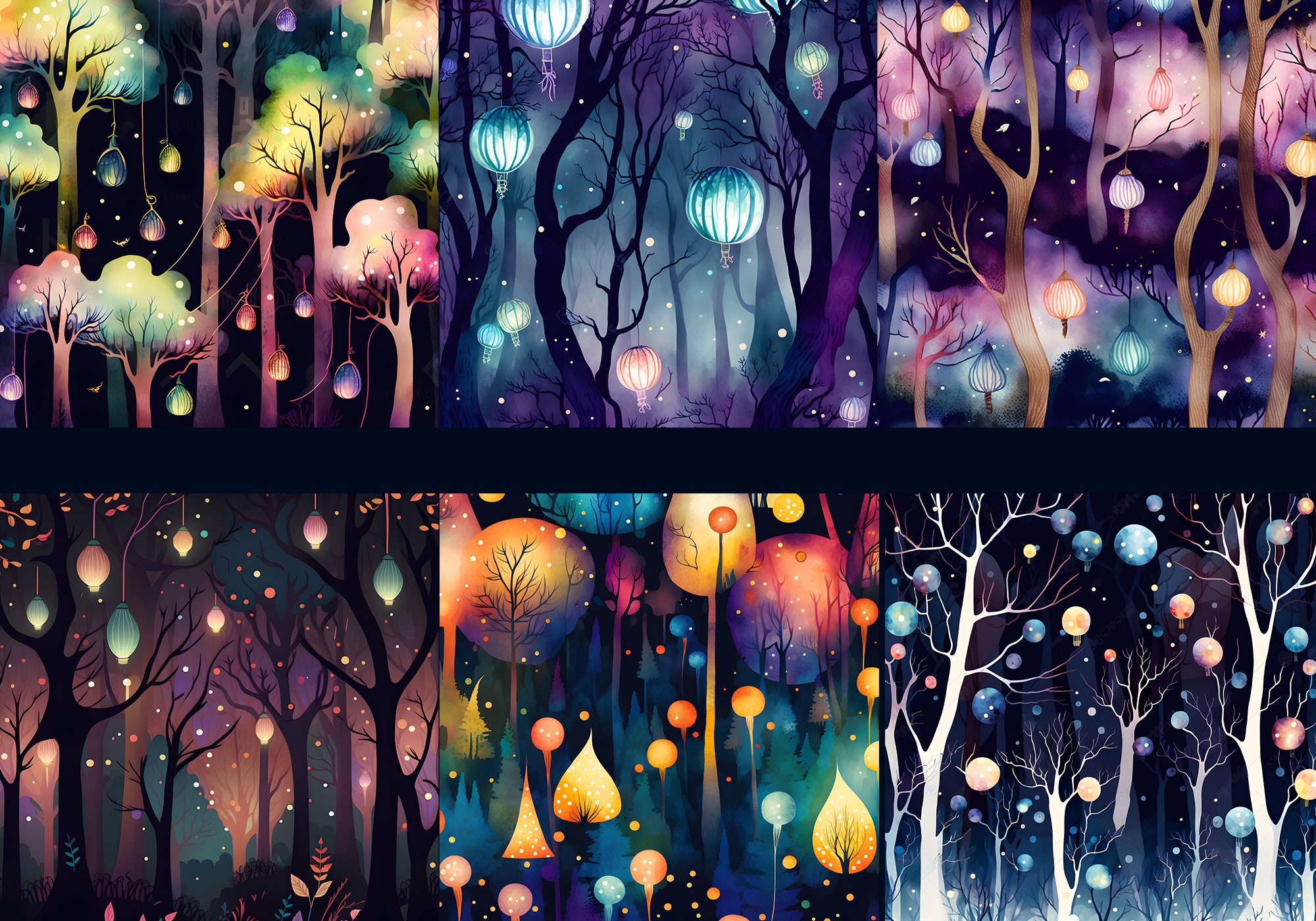 Whimsical Forest Paper, Printable Paper, Whimsical Forest Background ...