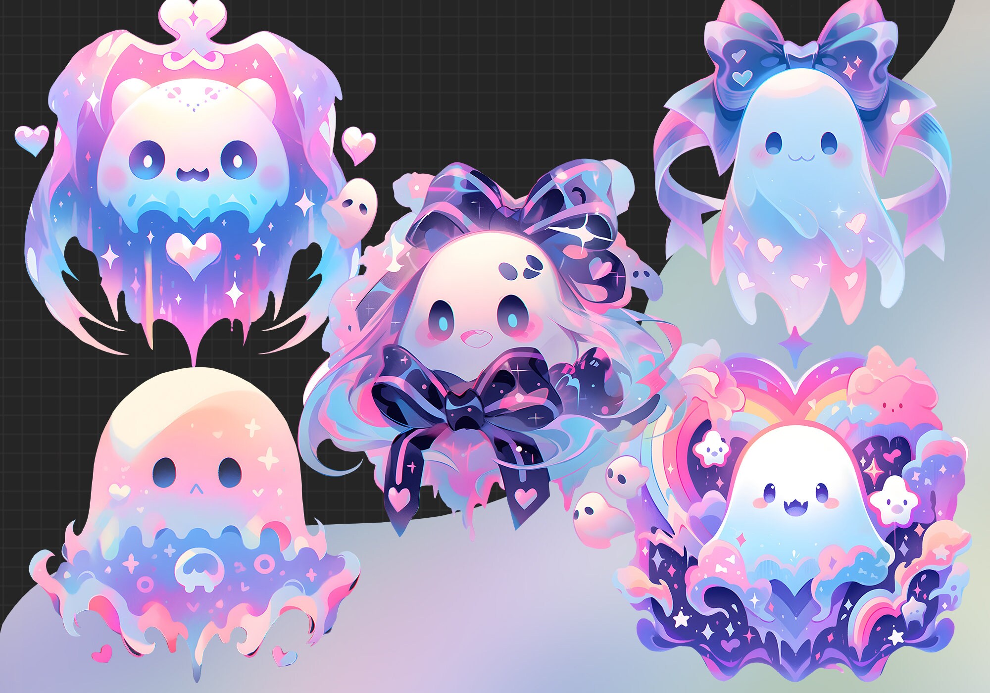 Pastel Adorable Ghosts Clipart. Holloween Decorations Clipart. - Etsy