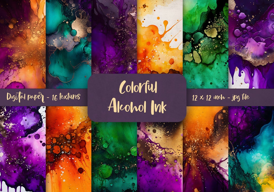 Alcohol Ink Backgrounds, Printable Scrapbook Digital Paper With Alcohol ...