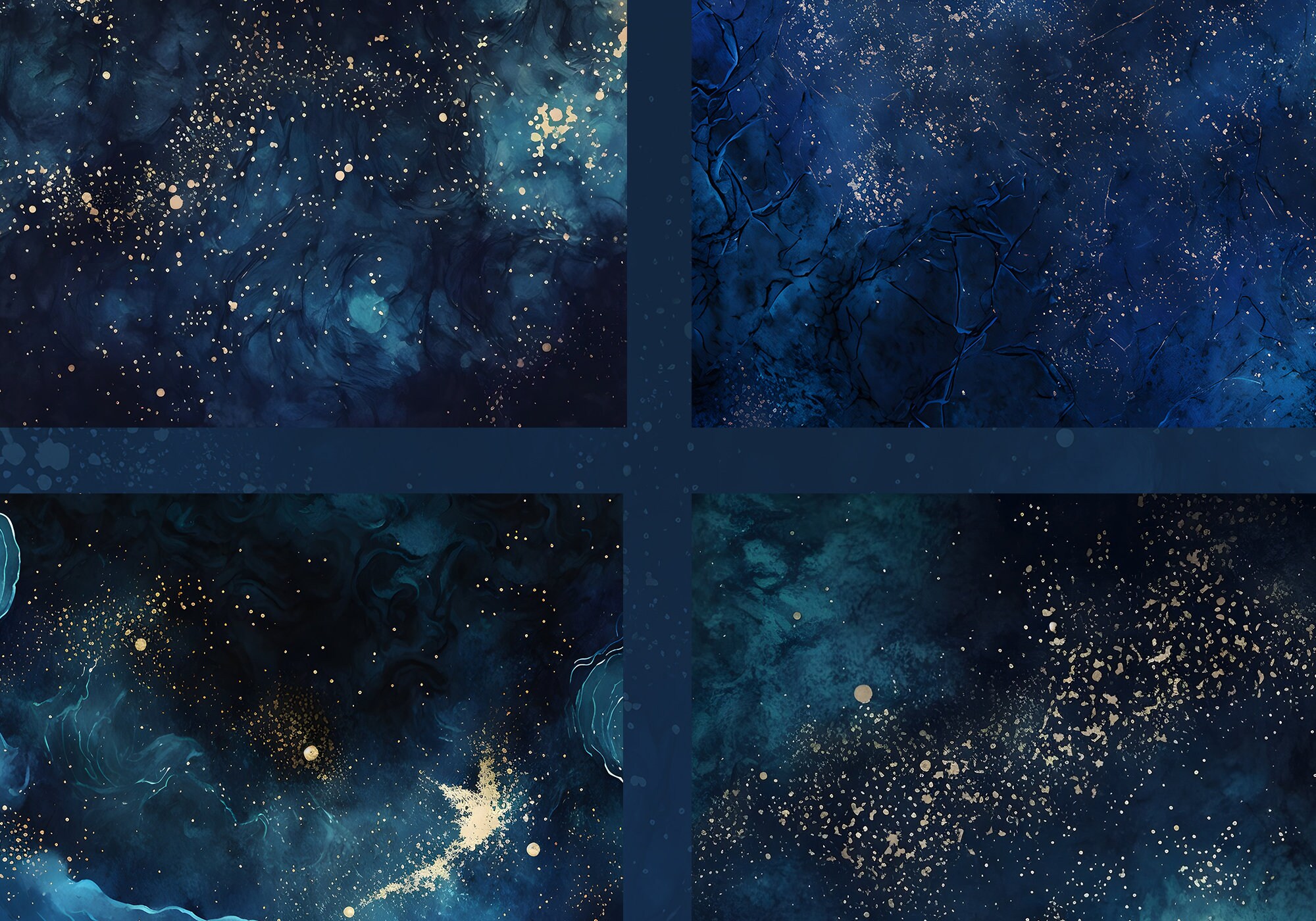 Starry Night Digital Paper, Dark Blue Watercolor Texture, Night Sky ...
