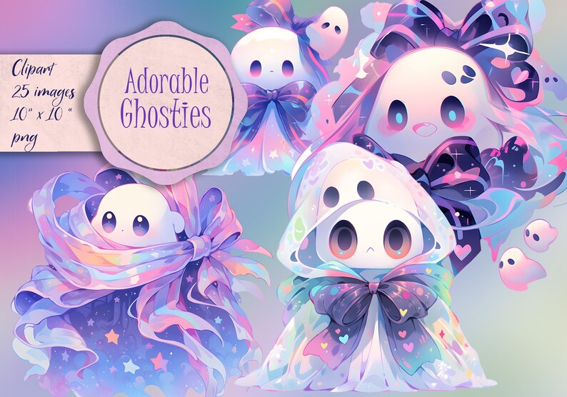 Pastel Adorable Ghosts Clipart. Holloween Decorations Clipart. Autumn ...