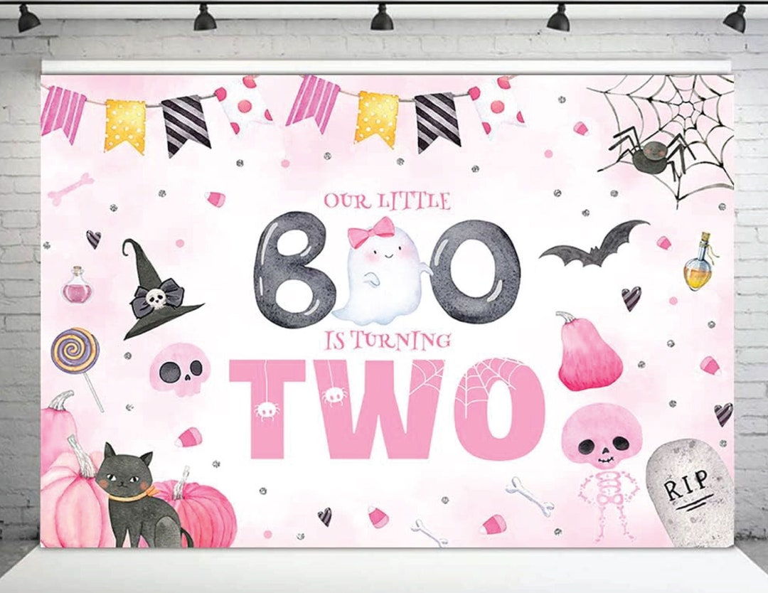 Halloween 2nd Birthday Party Backdrop, Our Little Boo is Turning Two ...