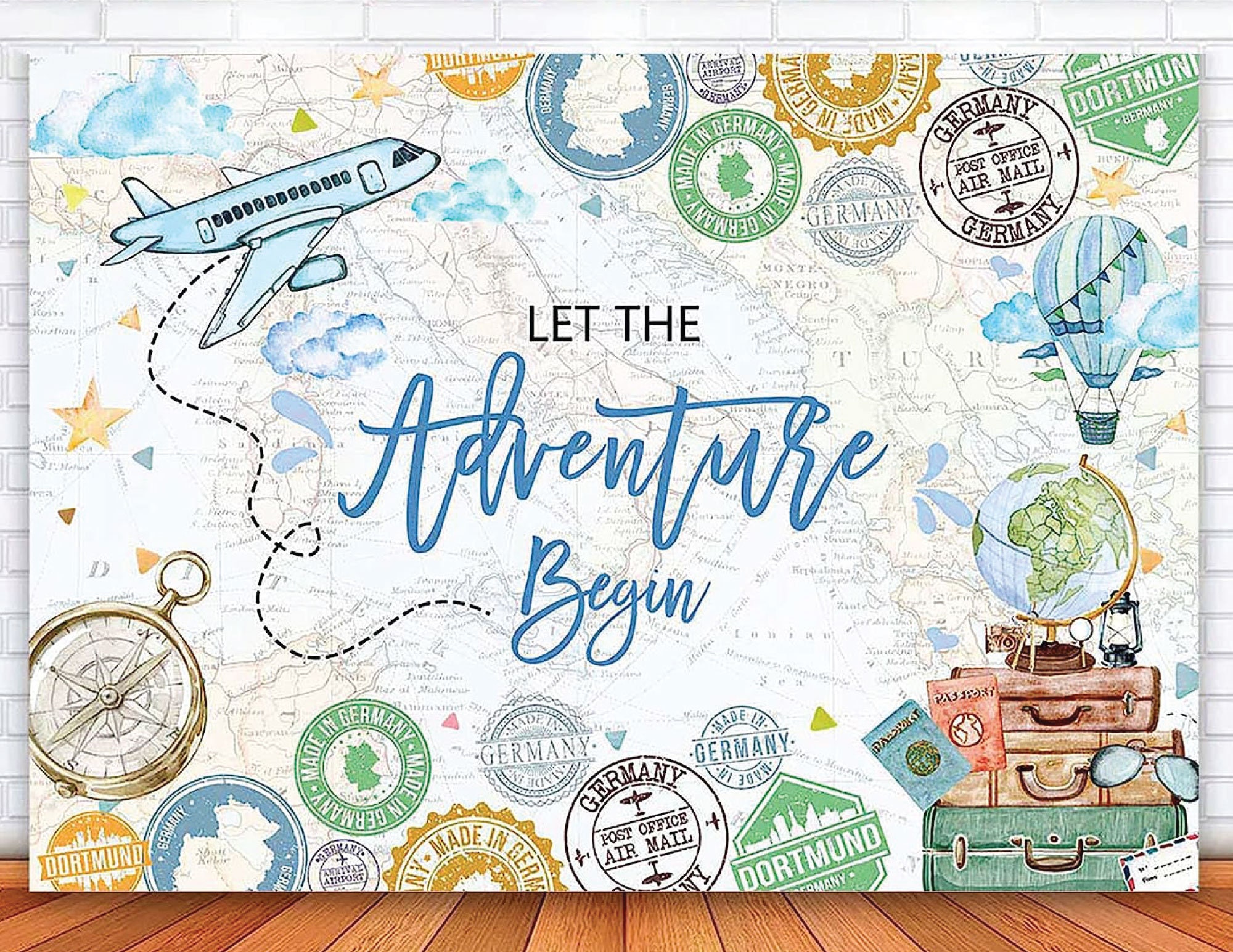 Let the Adventure Begin Baby Shower Banner Backdrop, Adventure Awaits ...