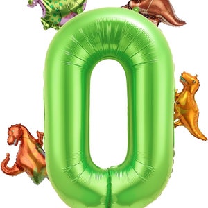 Dinosaur Number Balloon 40 Inch Dinosaur Age Balloon, Green Dinosaur ...