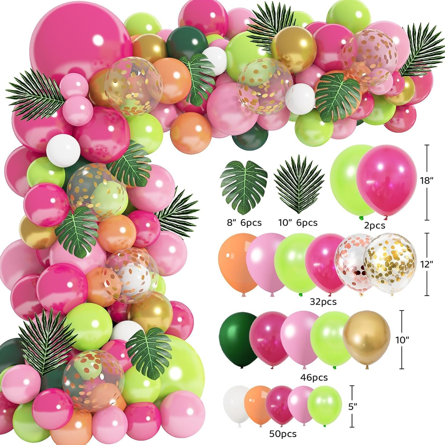 Tropical Balloon Garland Arch Kit, Aloha Birthday Baby Shower Party ...