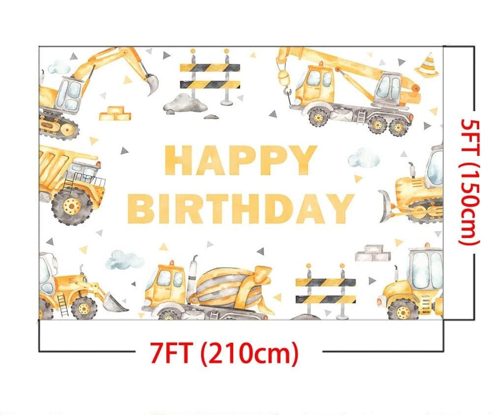 Construction Birthday Backdrop Dump Truck Digger Zone - Etsy