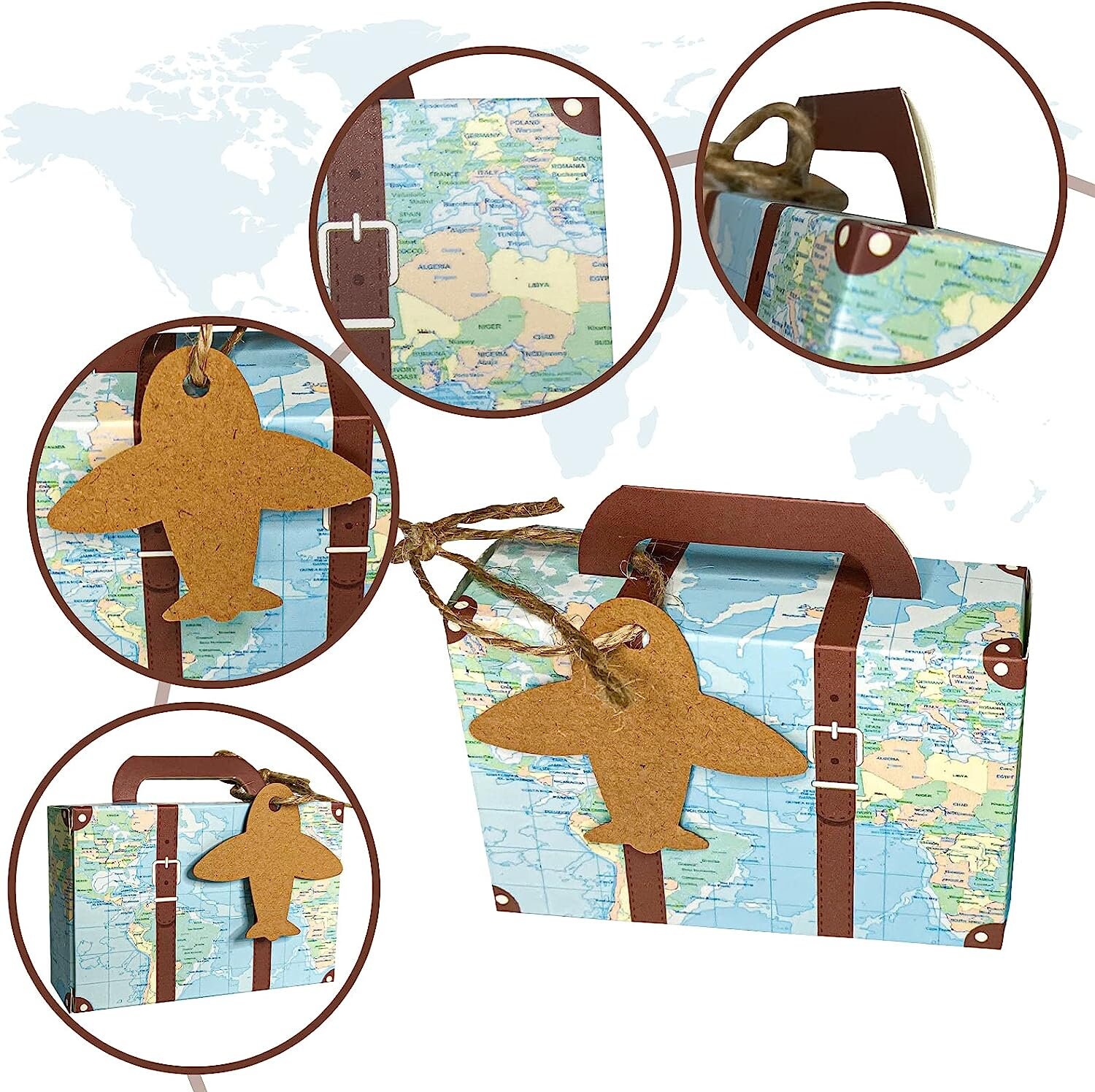 Mini Suitcase Favor Box 50pcs, Travel Themed Treat Boxes, New Adventure ...