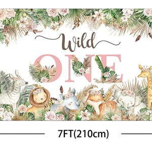 Wild One Backdrop Girl Jungle Safari Animals 1st Birthday Vinyl Photo ...