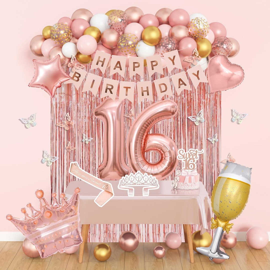 16th Birthday Decorations for Girls Rose Gold 16 Birthday Party ...