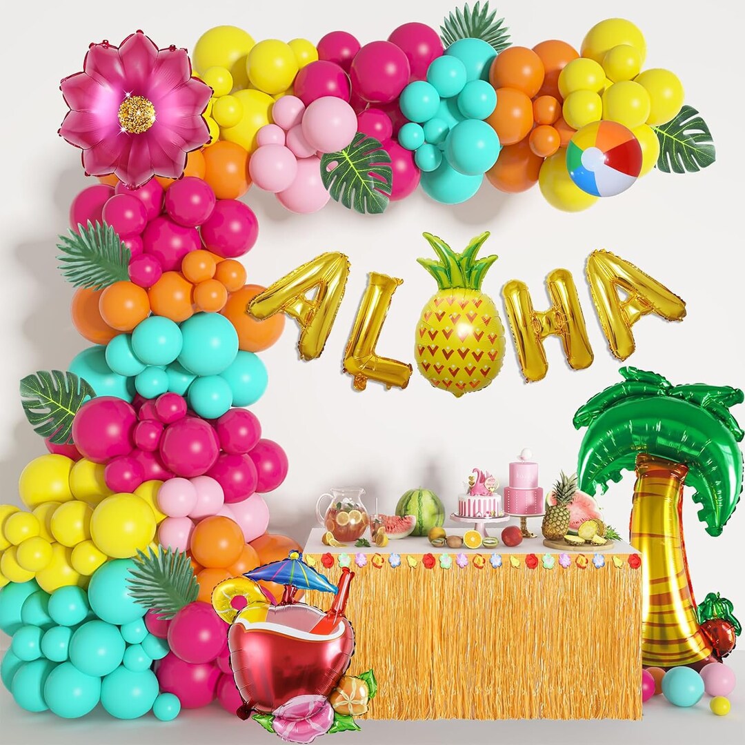 Aloha Balloon Garland Arch Kit, Luau Tropical Themed Balloons, Aloha ...