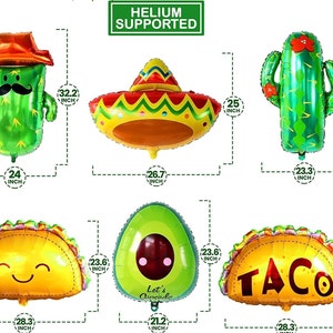 Mexico Taco Party Balloons 22 PCS, Taco Bout a Party Balloons, Mexico ...