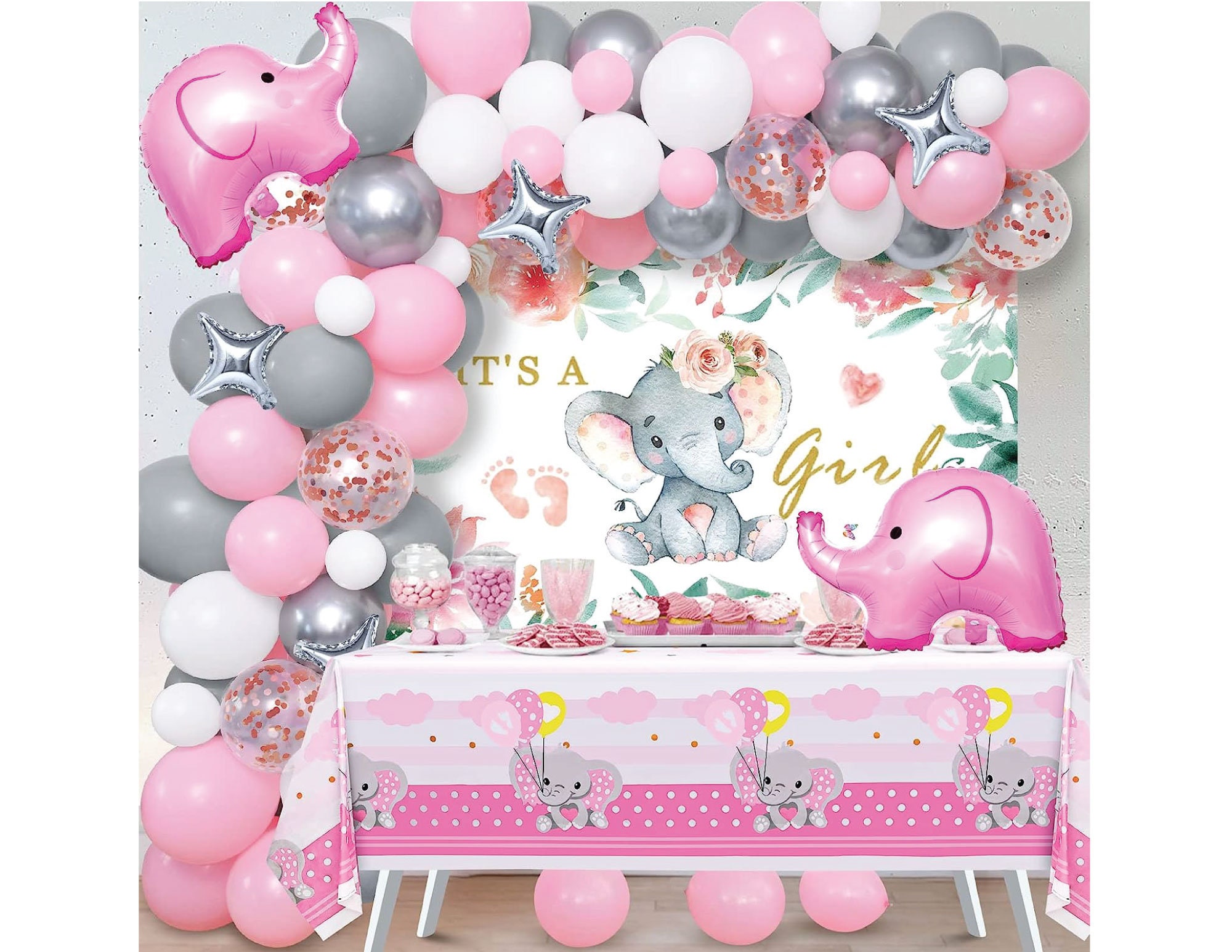 Pink Elephant Baby Shower Decorations for Girl Pink Elephant Balloon ...