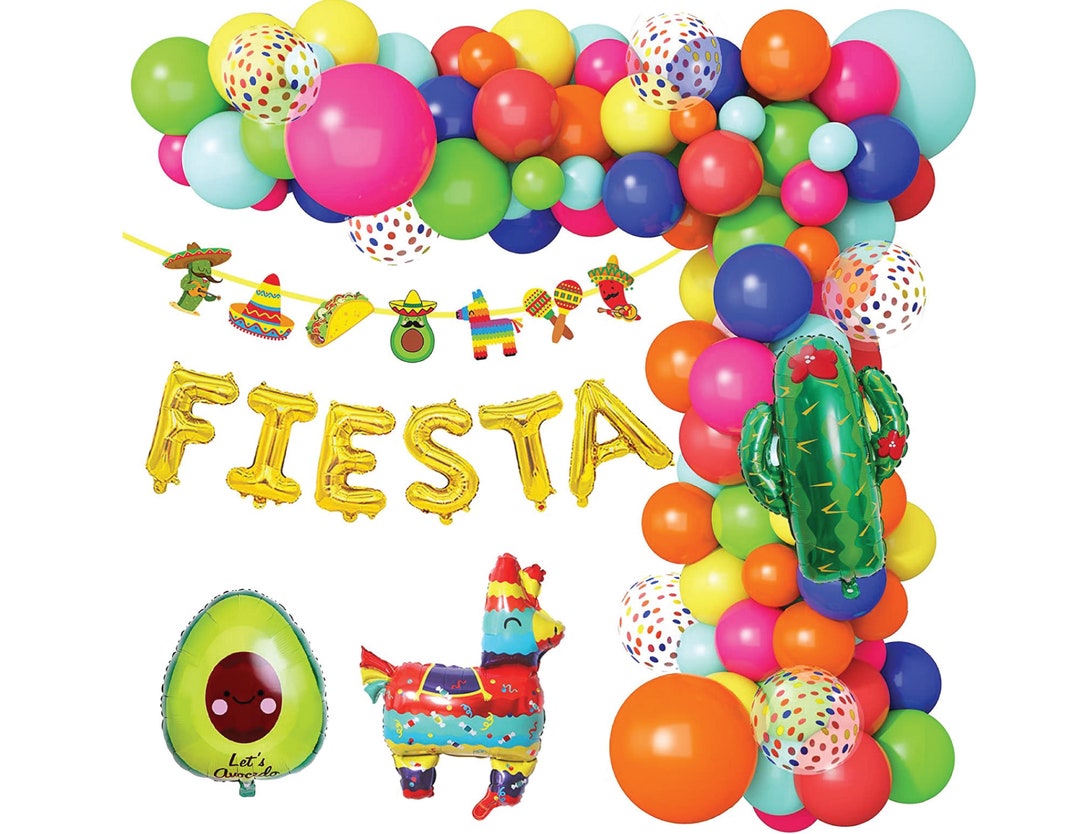 Mexican Fiesta Balloon Arch Garland Kit 115pcs, Fiesta Party Banner ...