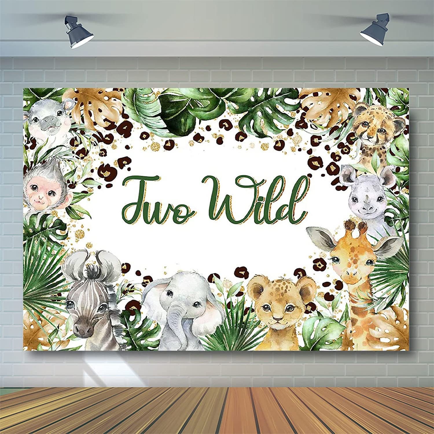Two Wild Backdrop Jungle Safari Animals 2nd Birthday Vinyl Photo ...