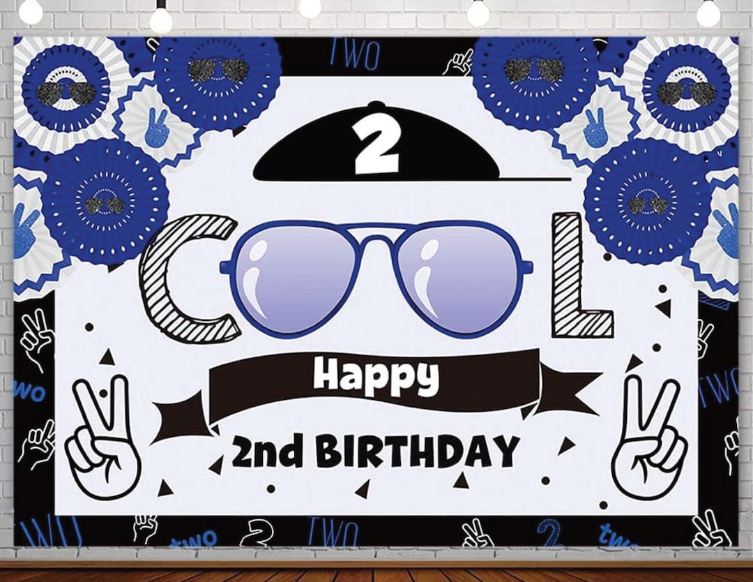 Two Cool Birthday Backdrop, Two Cool Boys 2nd Birthday Decoration, Two ...