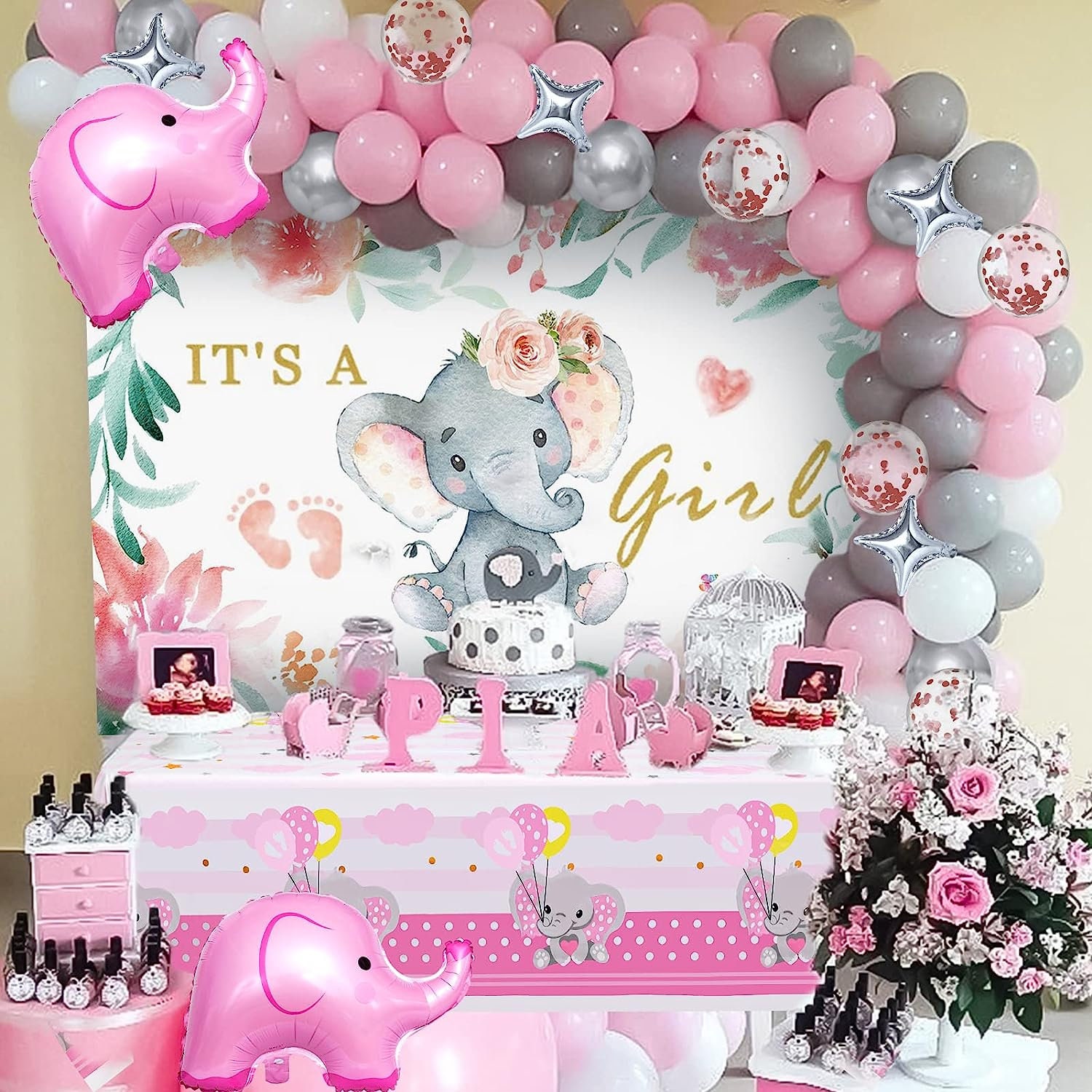 Pink Elephant Baby Shower Decorations for Girl Pink Elephant - Etsy