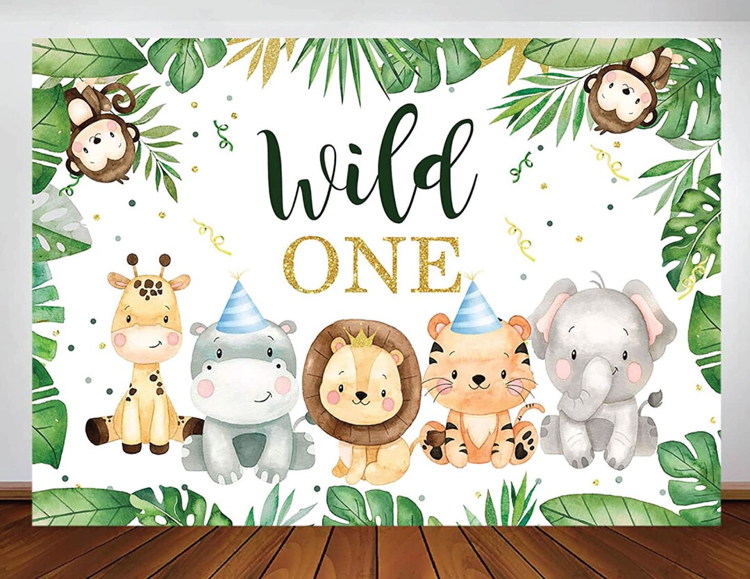 Safari Wild One Backdrop Jungle Safari Animals 1st Birthday Vinyl Photo ...