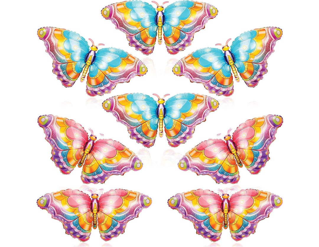 8 Pcs Butterfly Balloons Colorful Butterfly Aluminum Foil Balloons ...