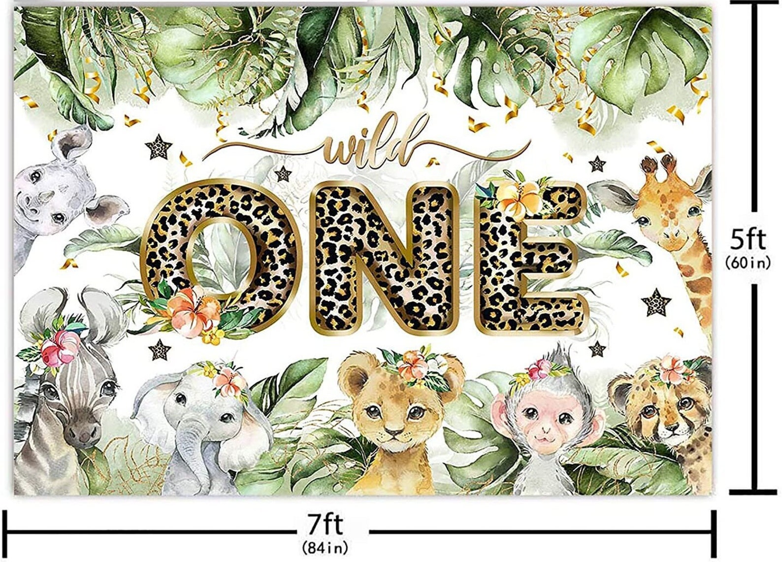 Wild One Backdrop Jungle Safari Animals 1st Birthday Vinyl Photo ...