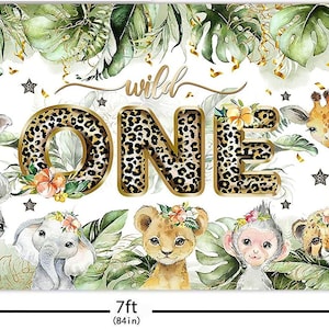 Wild One Backdrop Jungle Safari Animals 1st Birthday Vinyl Photo ...