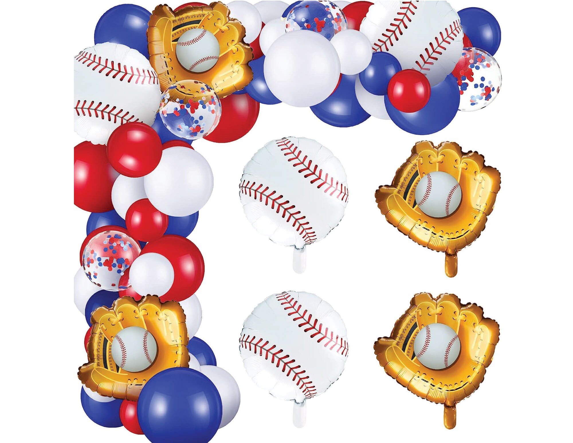Baseball Balloon Garland Arch Kit Red Blue White and Baseball Ball ...
