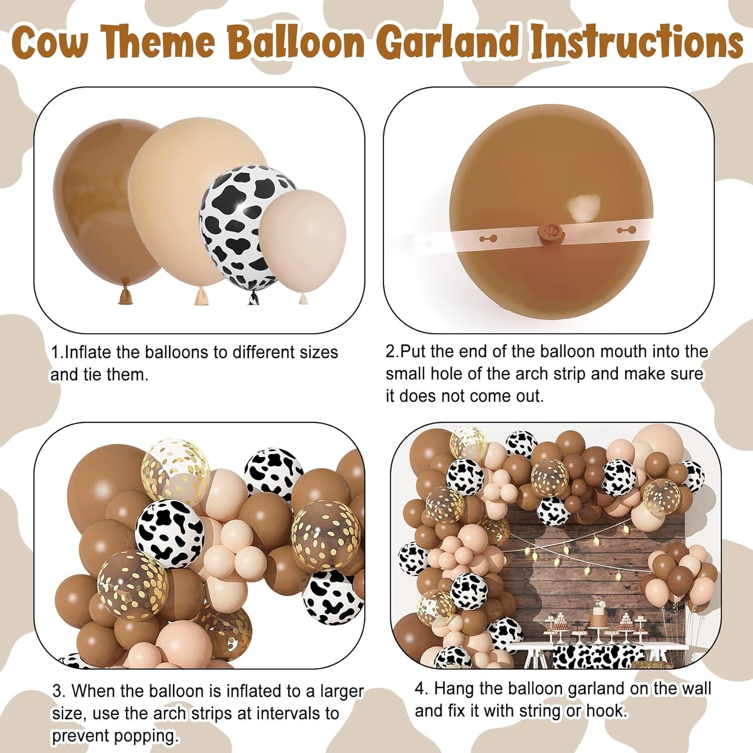 Brown Cow Balloons Garland Arch Kit, Coffee Brown Neutral Confetti Cow ...