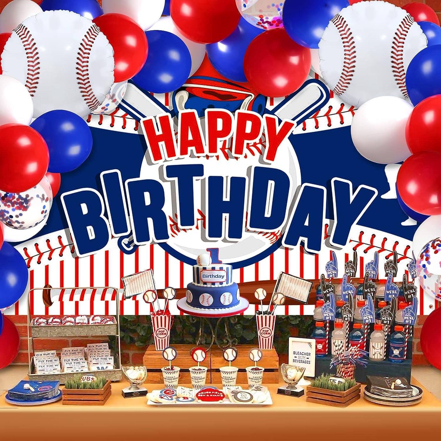 Baseball Birthday Backdrop and Balloon Garland Arch Kit Red - Etsy