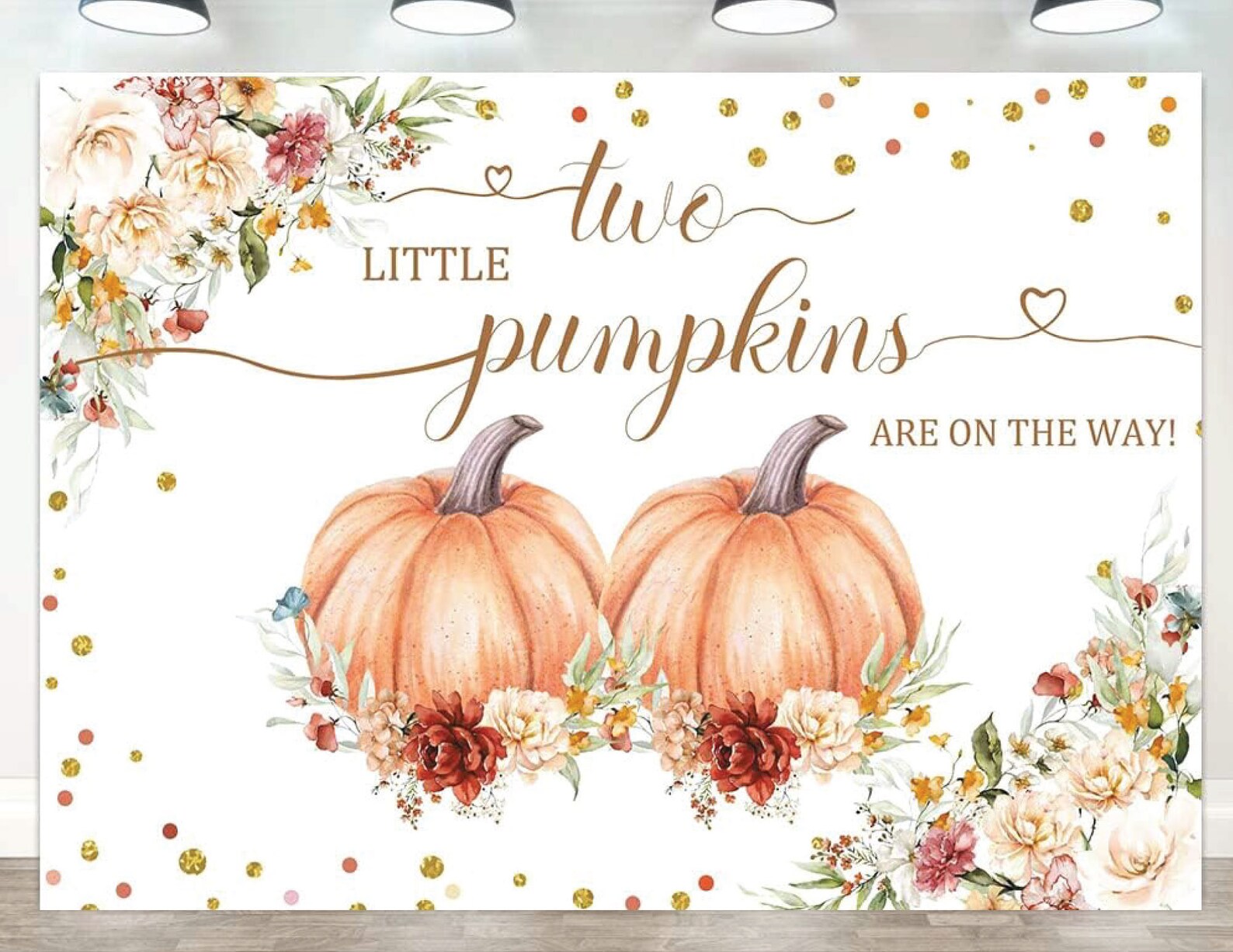 Twins Baby Shower Backdrop, Two Little Pumpkins Are on the Way Backdrop ...