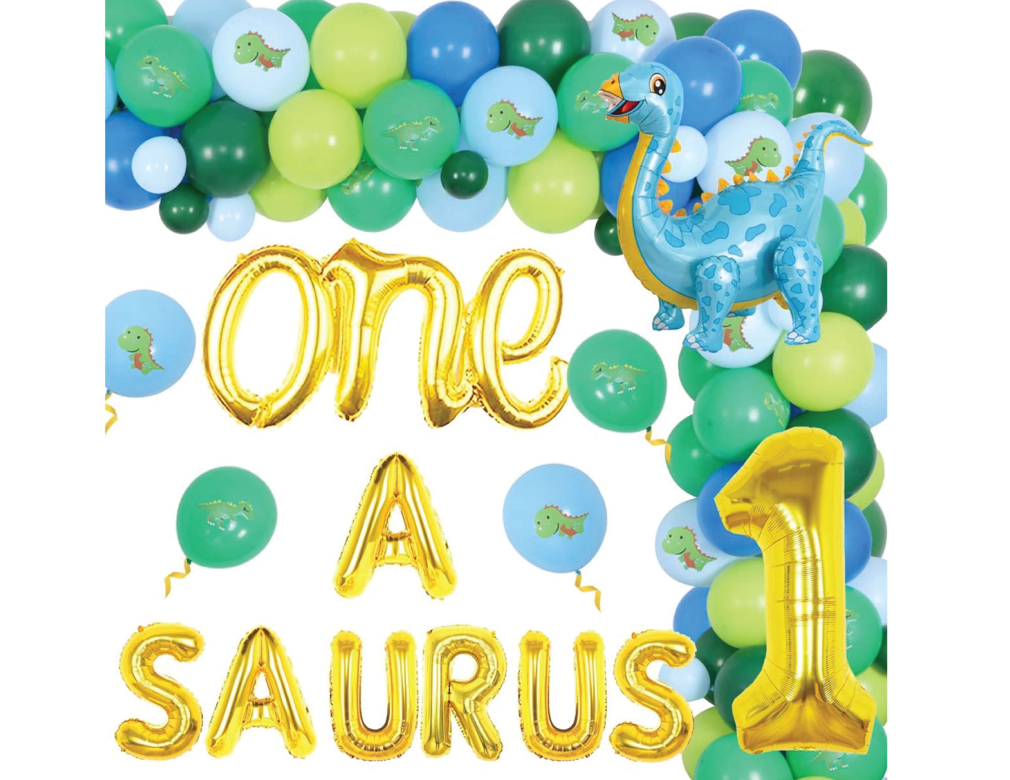 Dinosaur 1st Birthday Balloon Garland Arch Kit, One A Saurus Birthday ...
