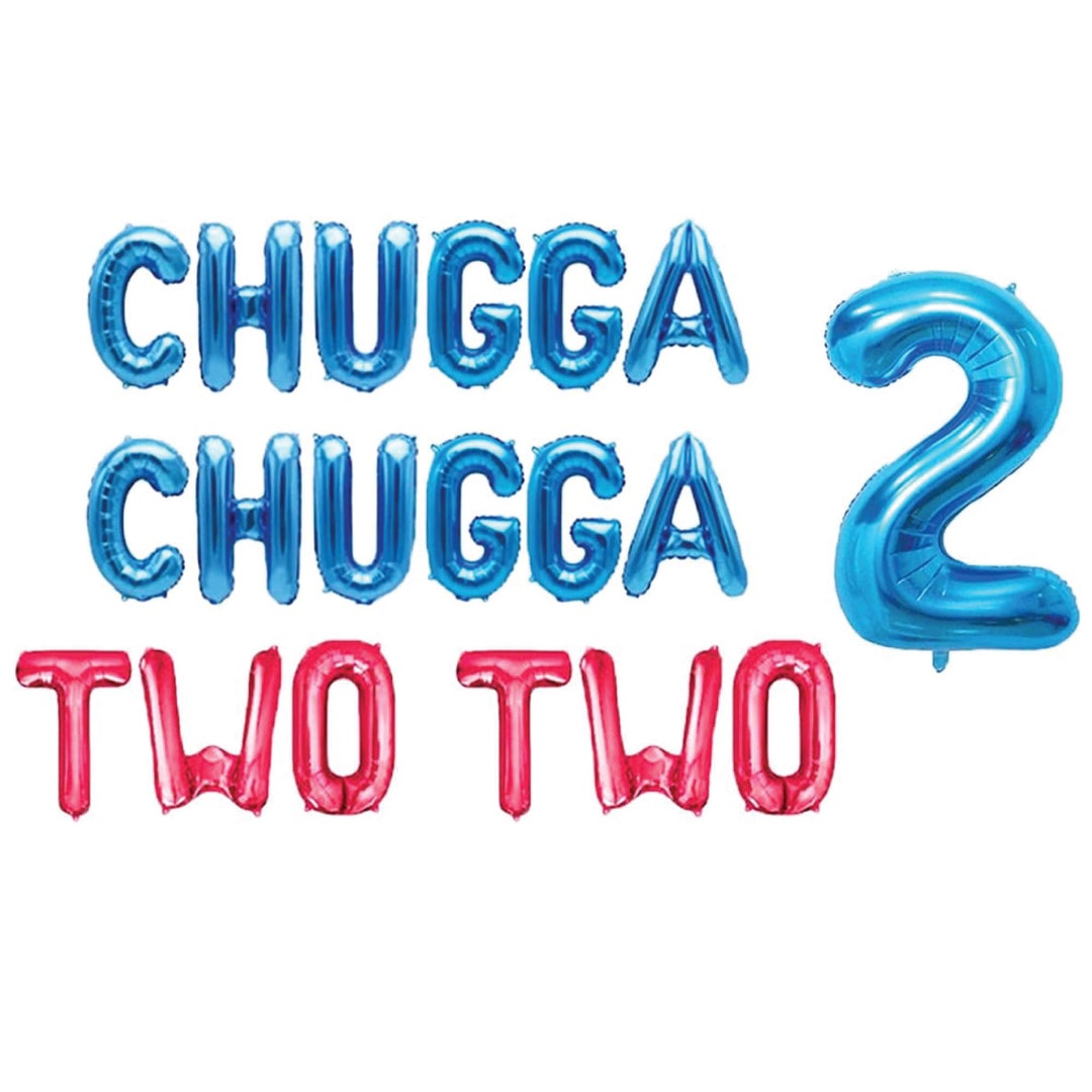 Chugga Chugga Two Two Banner Balloons, Train 2nd Birthday Balloon Boys ...