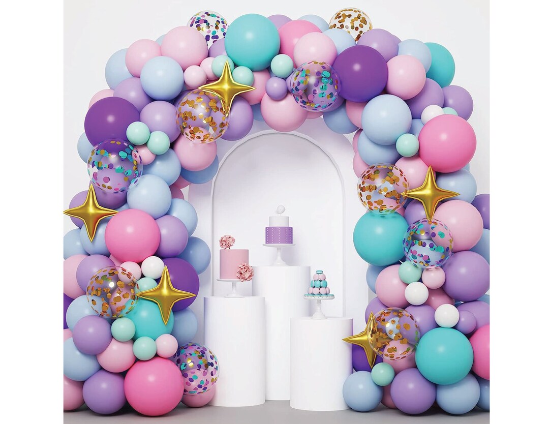 Unicorn Balloon Garland Arch Kit, Mermaid Balloons Pastel Pink Purple ...