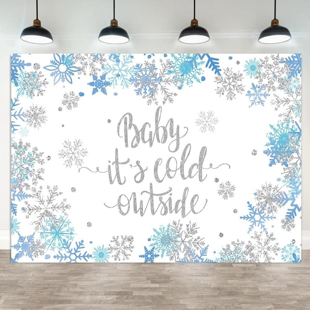 Baby It's Cold Outside Backdrop, Boy Winter Baby Shower Banner Vinyl ...