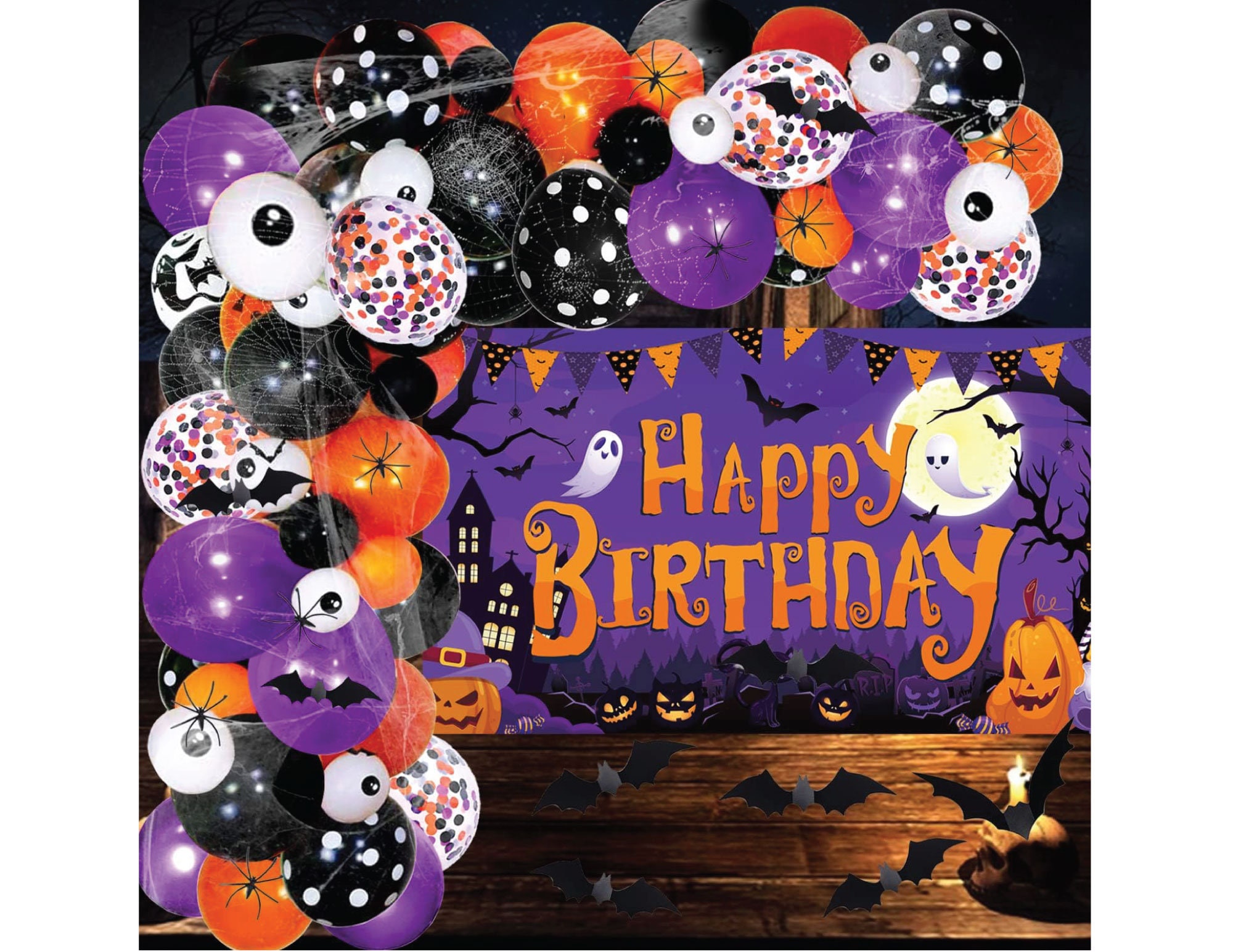 Halloween Birthday Backdrop and Balloon Garland Arch Kit - Etsy