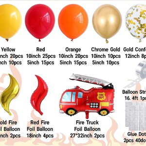 Fire Truck Balloon Garland Arch Kit, Fireman Birthday Party Decorations ...