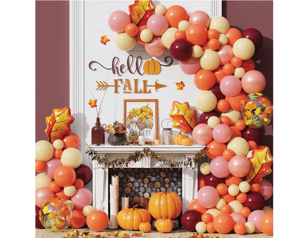 Fall Balloon Garland Arch Kit 138pcs Orange Blush Burgundy Rose Gold ...