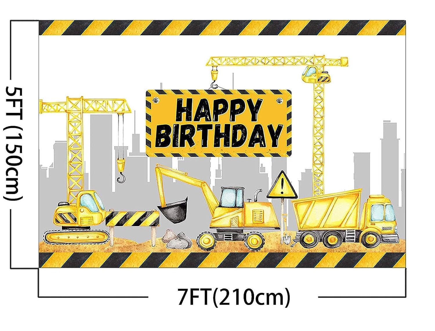 Construction Birthday Backdrop, Dump Truck Digger Zone Birthday ...
