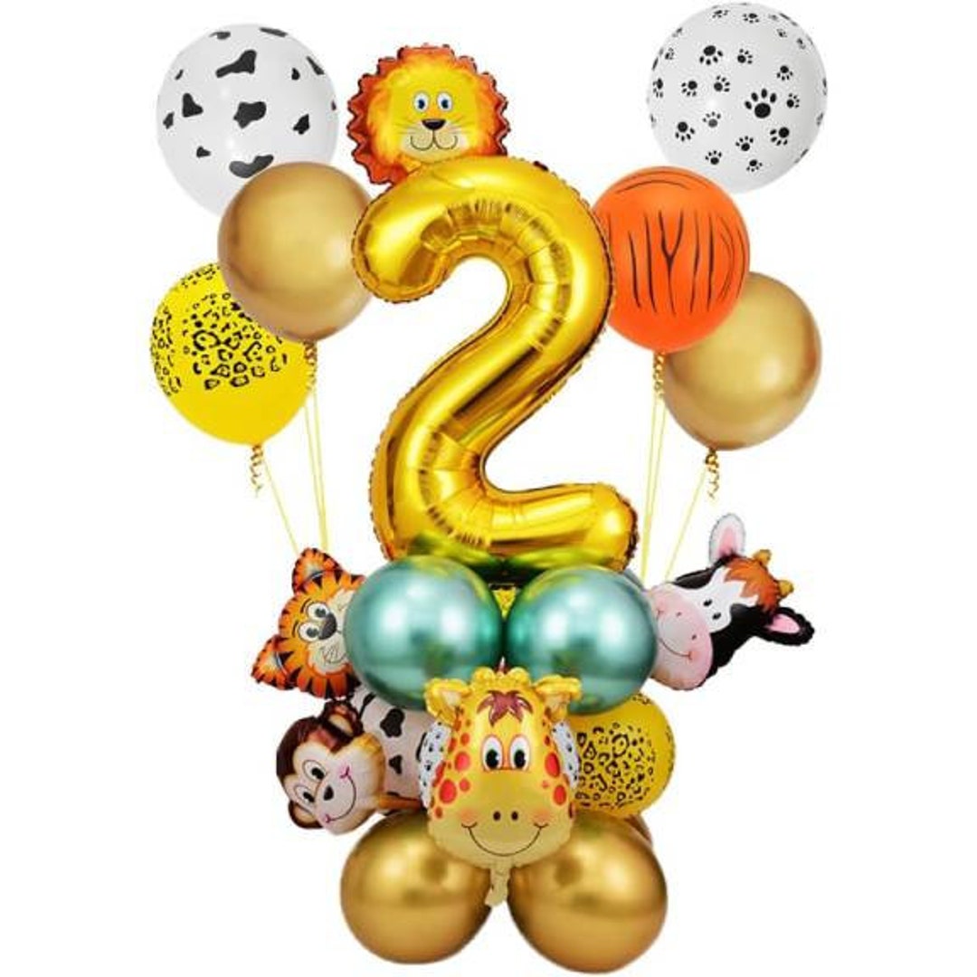 Safari Animals 2nd Birthday Balloons, Jungle Safari Animals Balloons ...