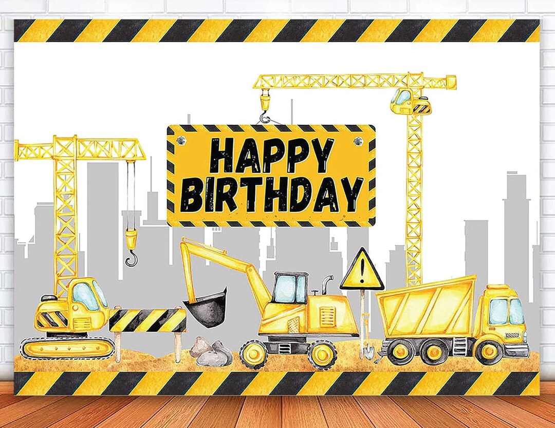 Construction Birthday Backdrop, Dump Truck Digger Zone Birthday ...