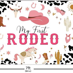 My First Rodeo Birthday Backdrop Girls Western Cowgirl 1st Birthday ...